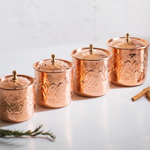 Copper Canister Set of 4 Handmade Copper Jar Canister Copper - Etsy