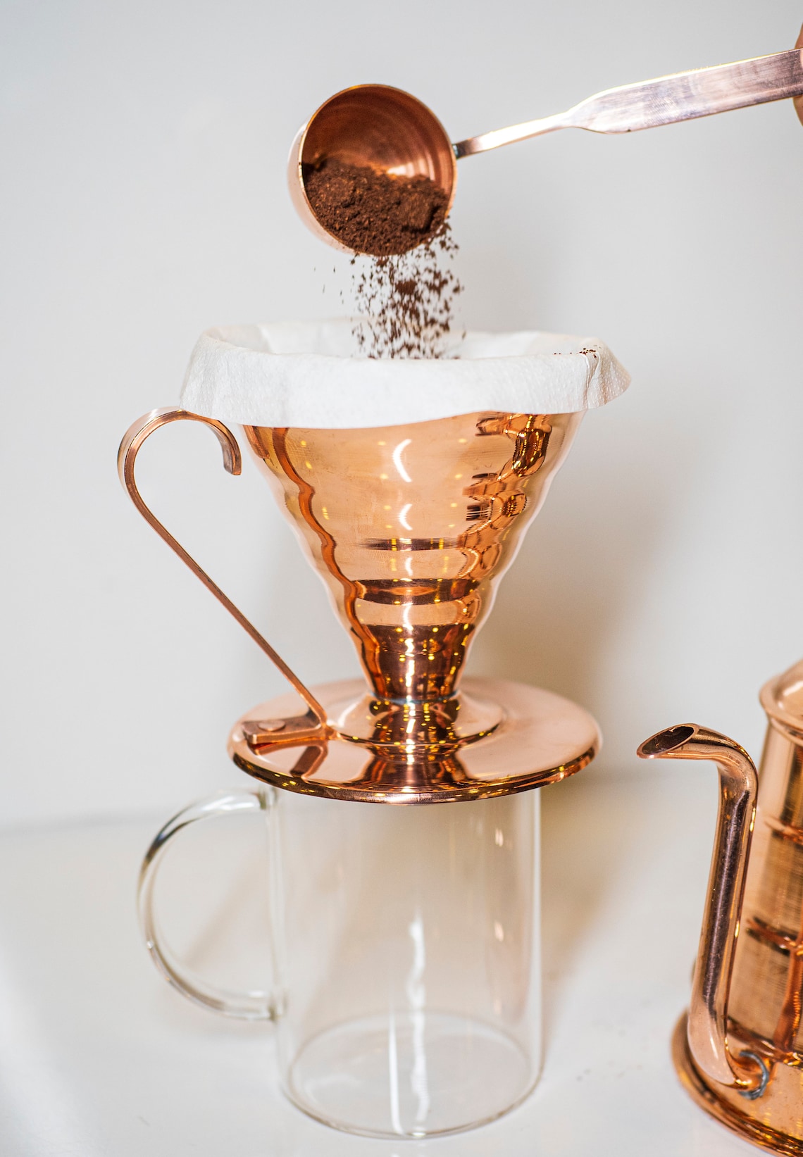 Handmade Copper V60 Pour Over Filter Coffee Set, Copper Filter Coffee ...