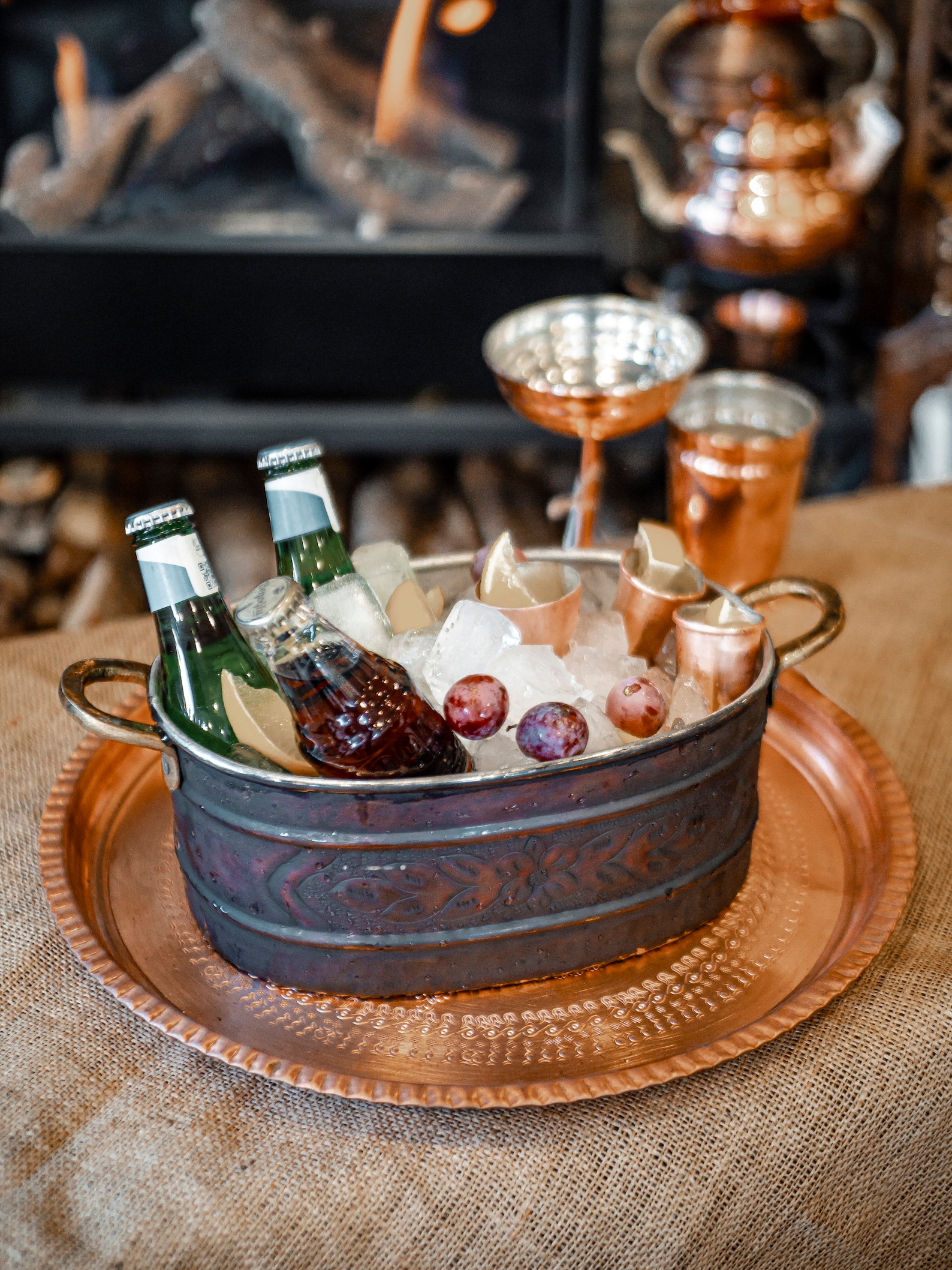 Copper Ice Bucket Beverage Tub, Engraved Solid Copper Beer Bucket, Wine ...