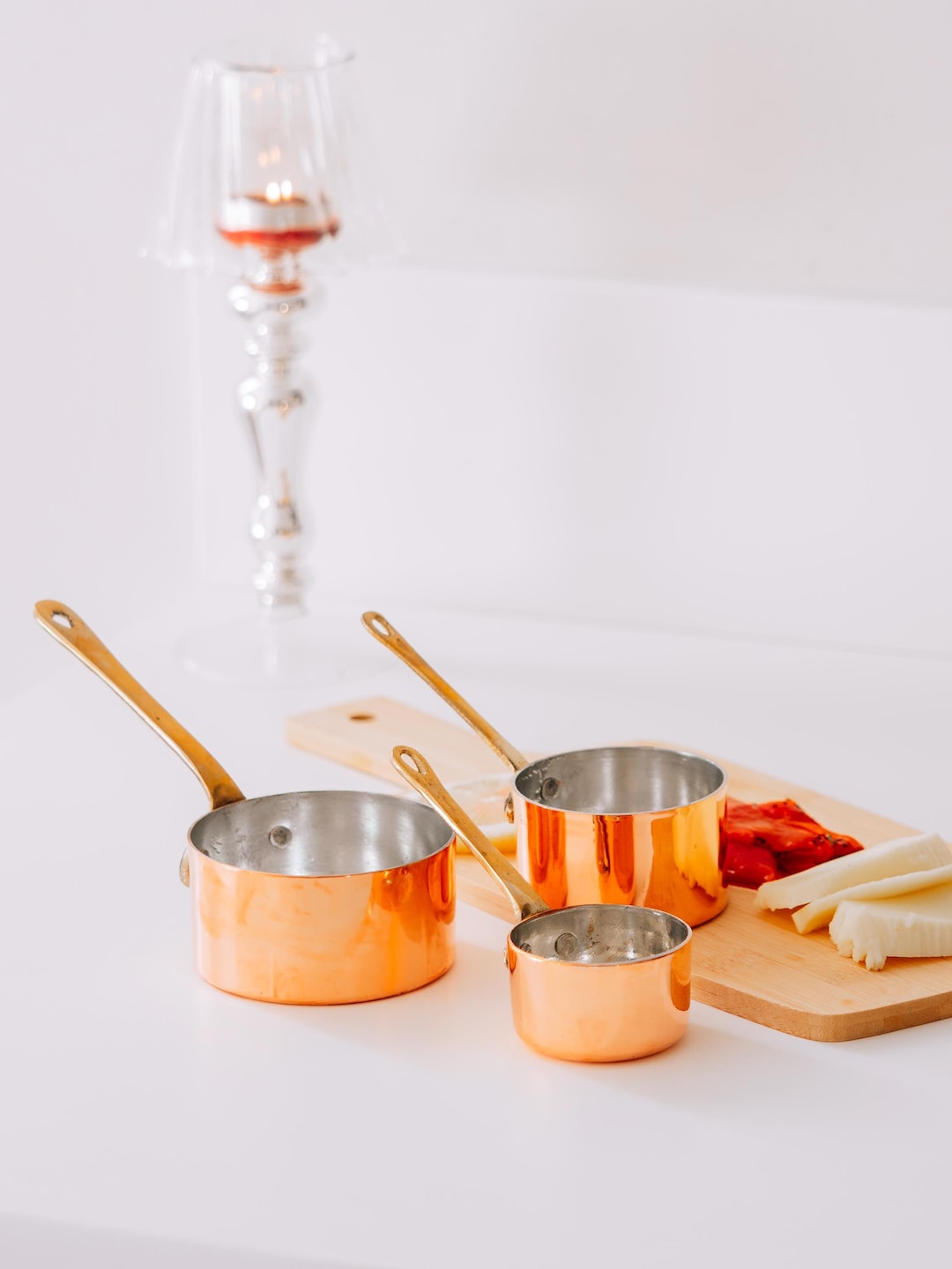 Copper Measuring Cups Set of 3, Mini Copper Pans, Handmade Copper Mini ...