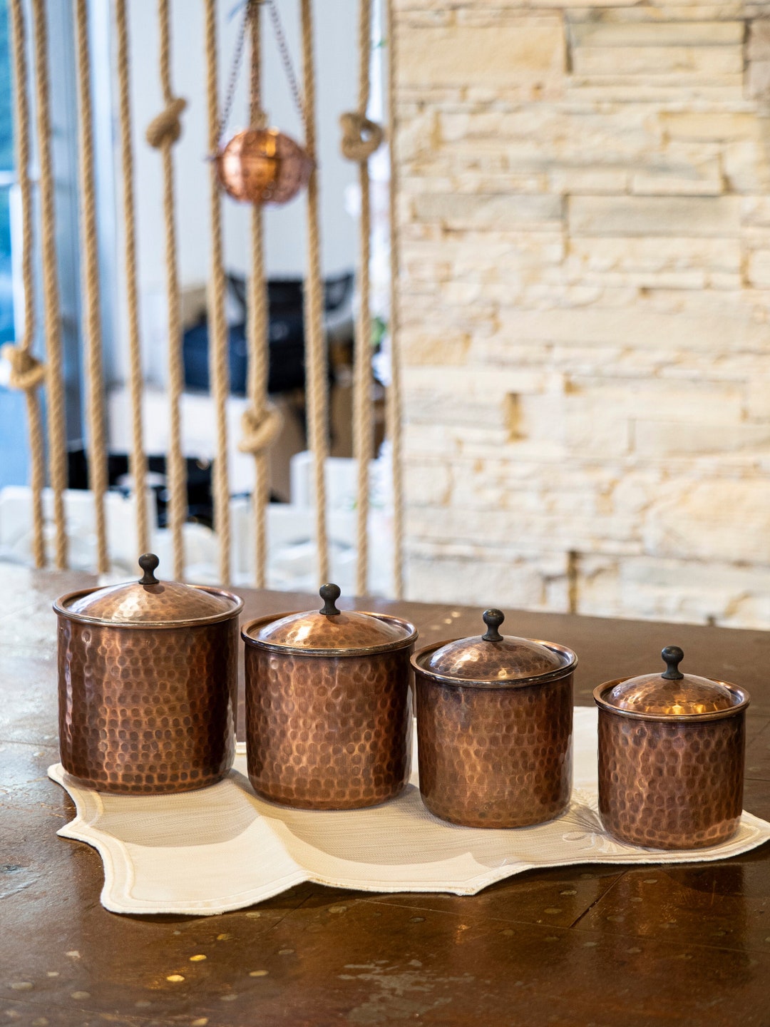 Handmade Copper Canister Set of 4, Copper Storage Box, Kitchen ...