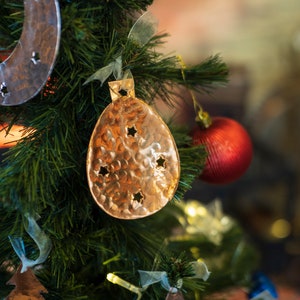 Copper Christmas Ornament Set of 5, Christmas Tree Decor, Handmade Pure ...