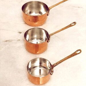 Copper Measuring Cups Set of 3, Mini Copper Pans, Handmade Copper Mini ...