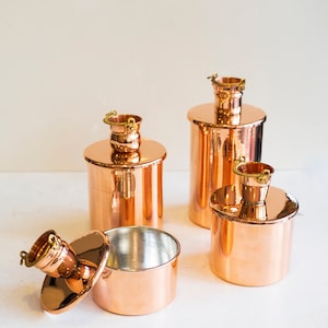 Handmade Pure Copper Canister Set of 4, Copper Jar Canister, Copper ...