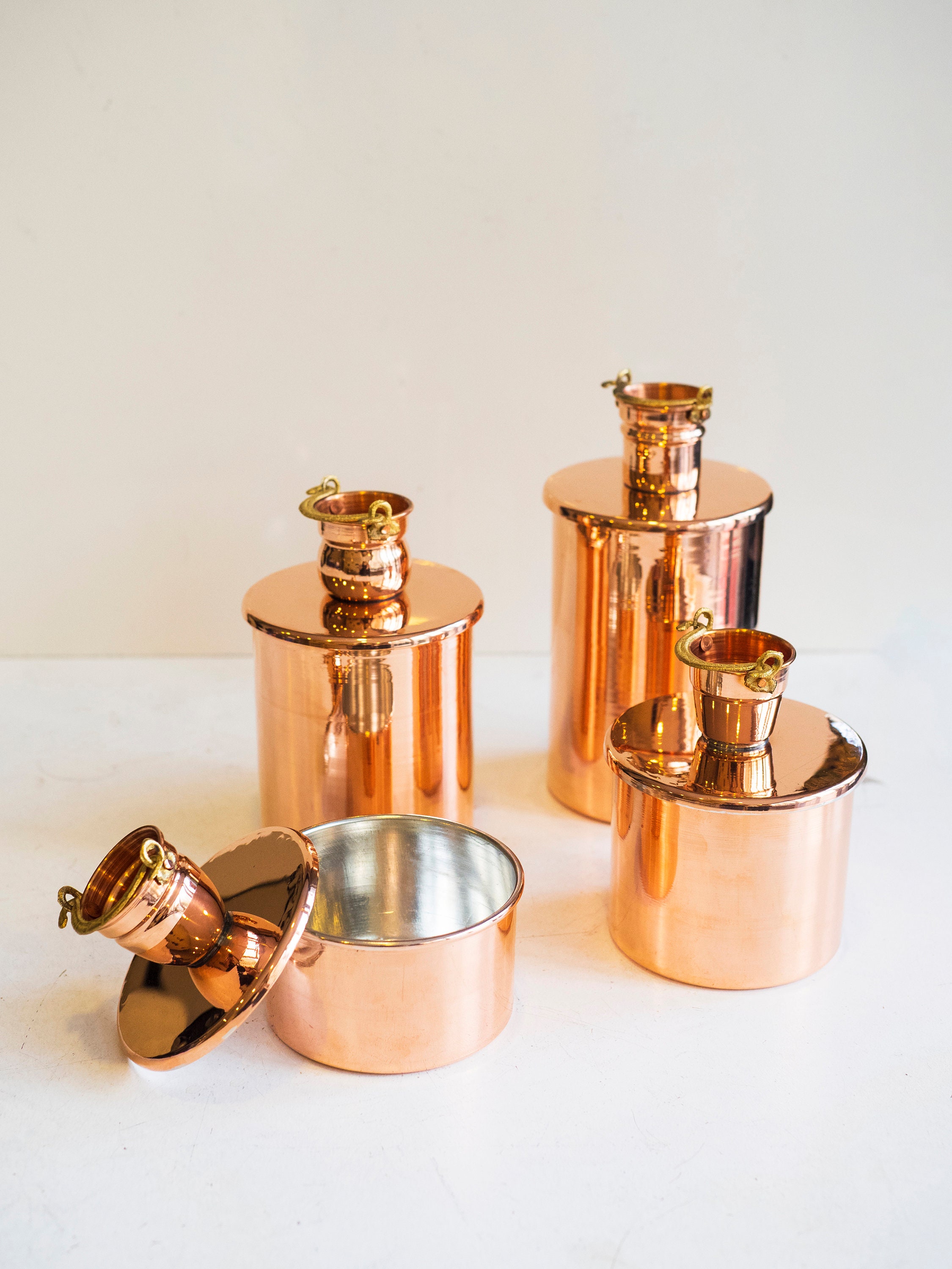 Handmade Pure Copper Canister Set of 4 Copper Jar Canister - Etsy