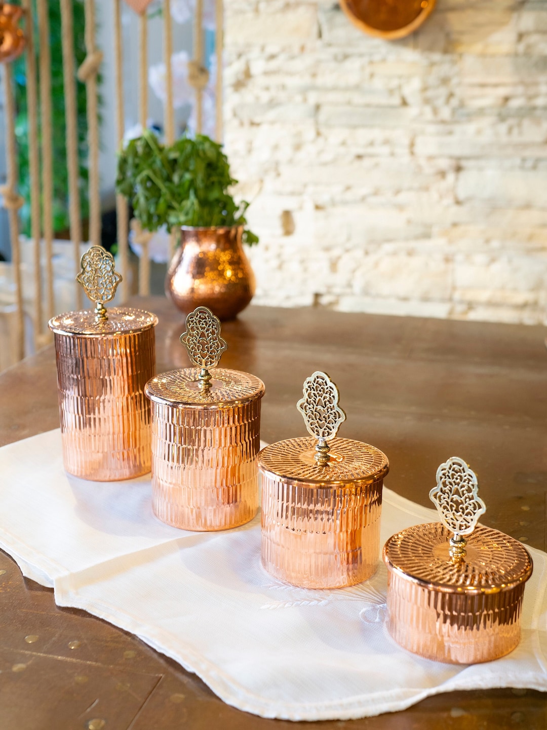 Handmade Copper Canister Set of 4, Handmade Copper Jar Canister ...