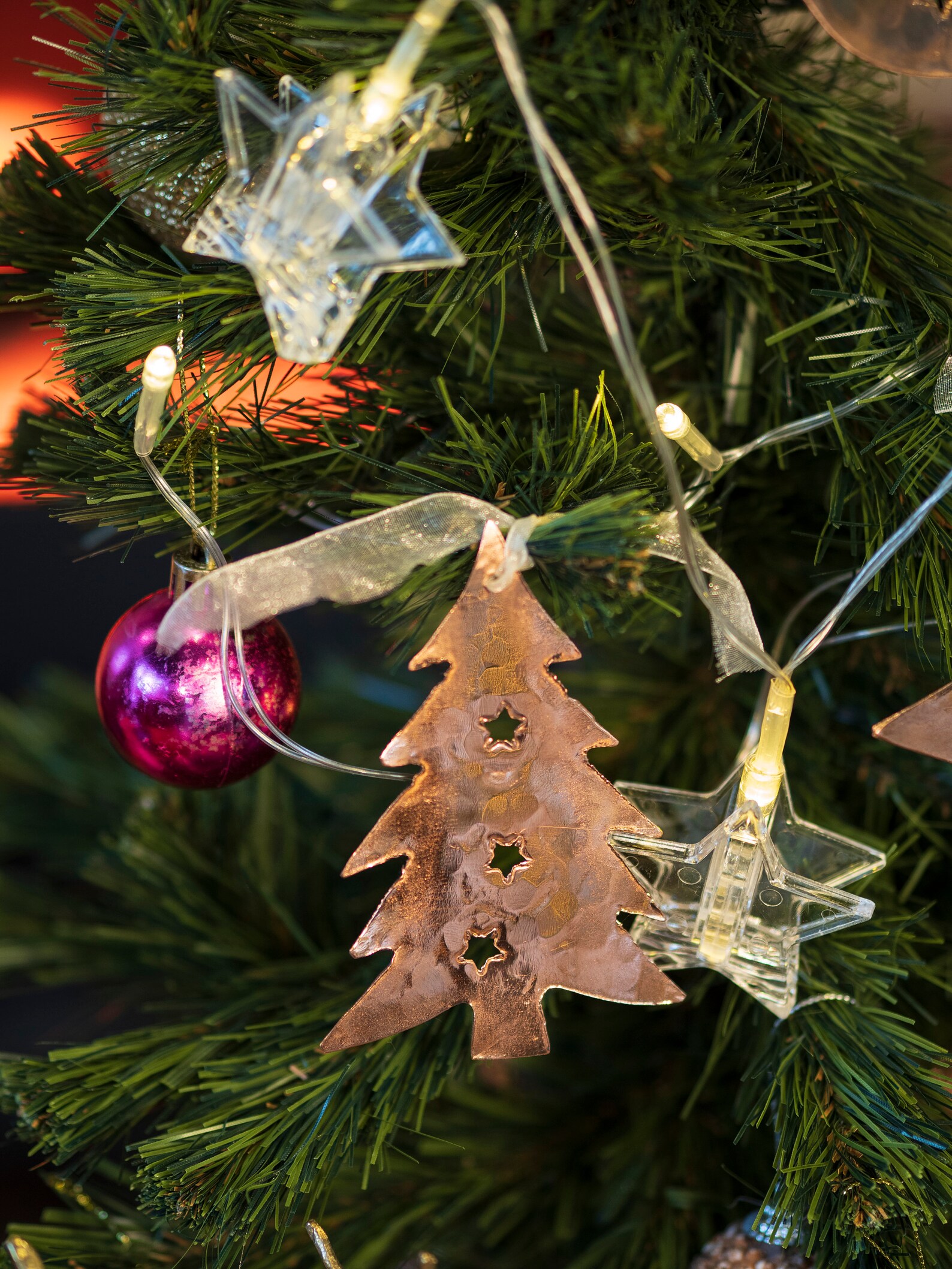 Copper Christmas Ornament Set of 5, Christmas Tree Decor, Handmade Pure ...