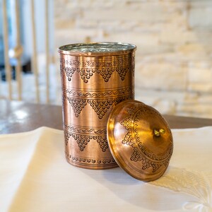 Handmade Copper Canister, Engraved Copper Jar Canister, Copper Storage ...