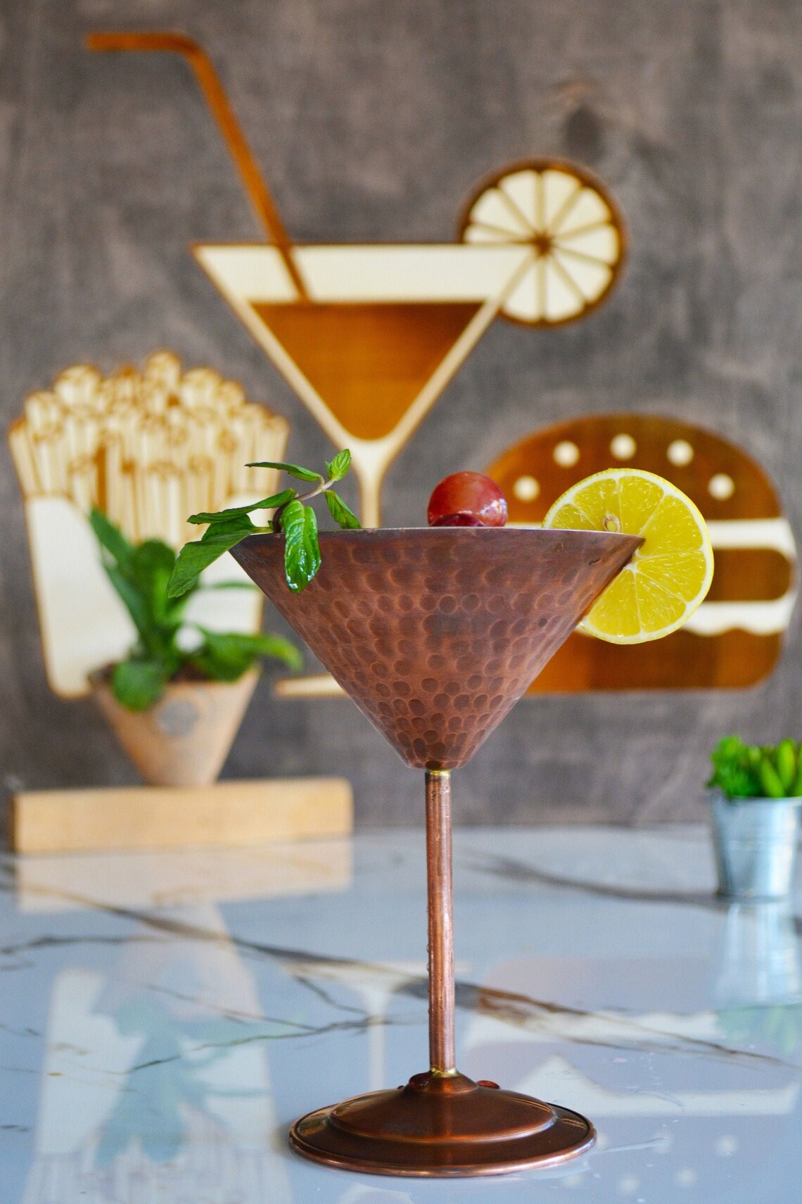 Copper Martini Glass Copper Glass Martini Cocktail Glass - Etsy