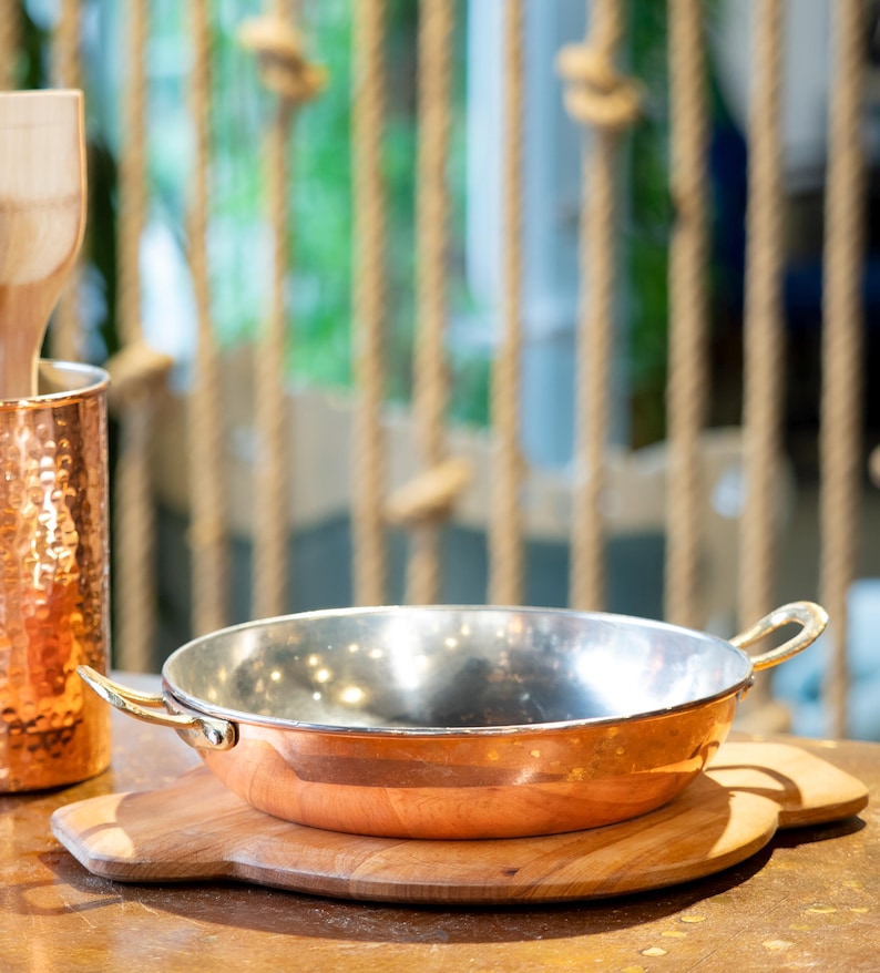 Handmade Solid Copper Pan, 4 Size Options, Copper Cooking Pan, Copper ...