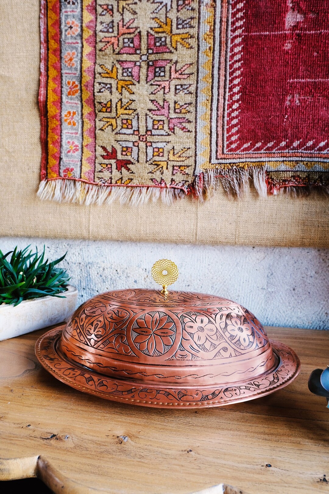 Handmade Copper Serving Plate With Lid, Copper Serving Tray, Handmade ...