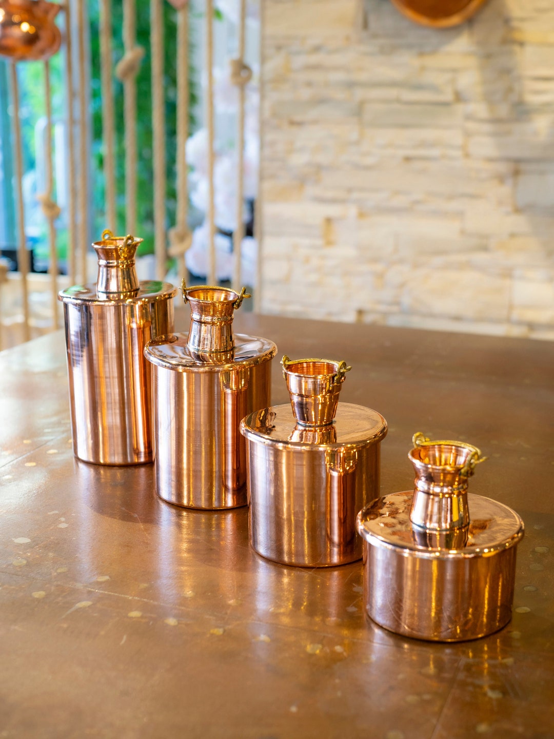 Handmade Pure Copper Canister Set of 4, Copper Jar Canister, Copper ...
