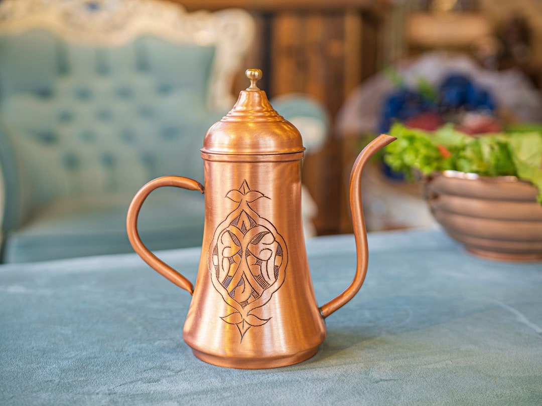 Copper Oil Bottle Hand Engraved, Pure Copper Oil Cruet, Handmade Copper ...