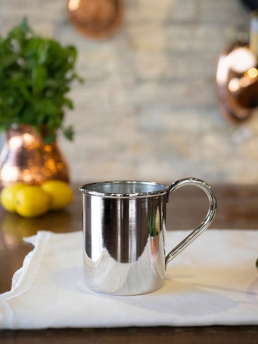 Handmade Solid Copper Mug for Healthy Cold Drinks, Nickel Plating on ...