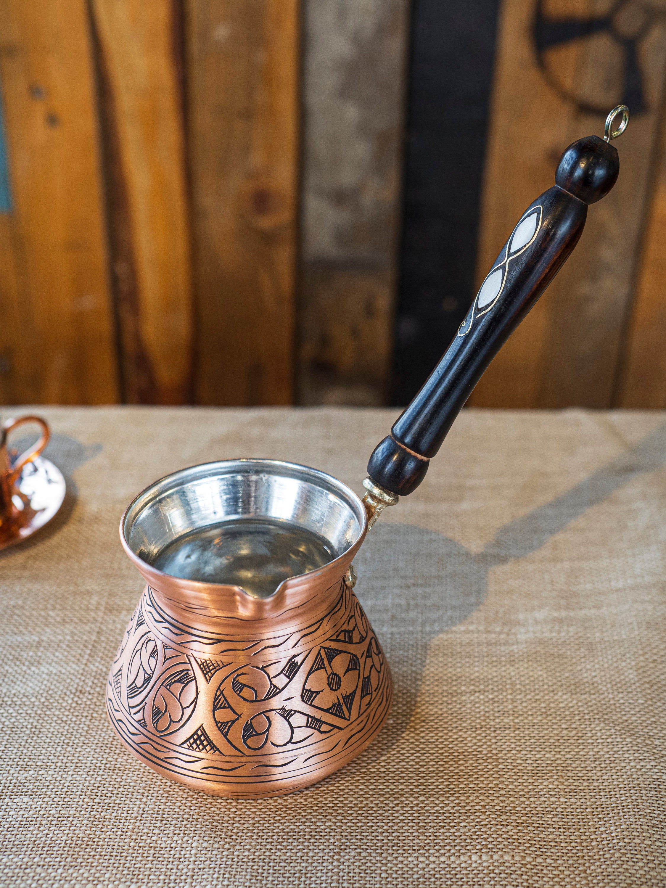 Engraved Solid Copper Coffee Pot, Handmade Copper Stovetop Coffee Pot ...