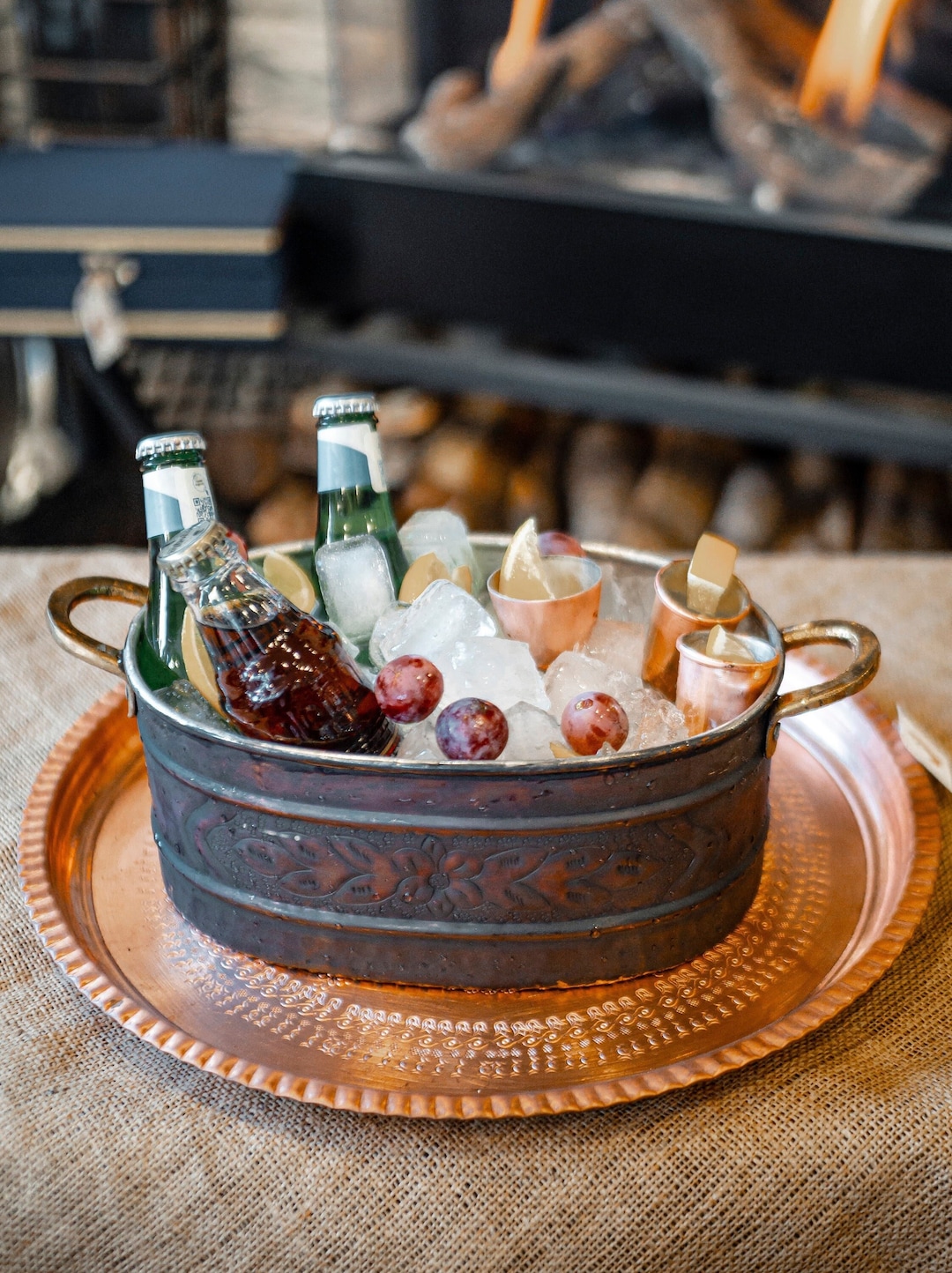 Copper Ice Bucket Beverage Tub, Engraved Solid Copper Beer Bucket, Wine ...