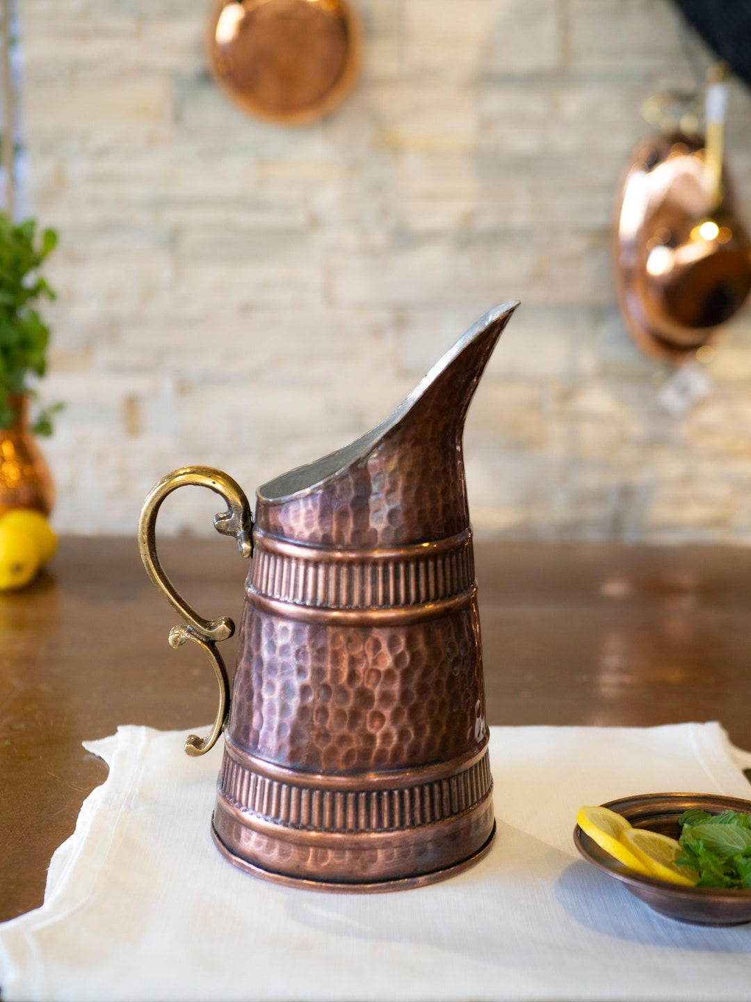 Handmade Copper 2 Liters Pitcher, Handmade Copper Jug, Pure Copper Jug ...
