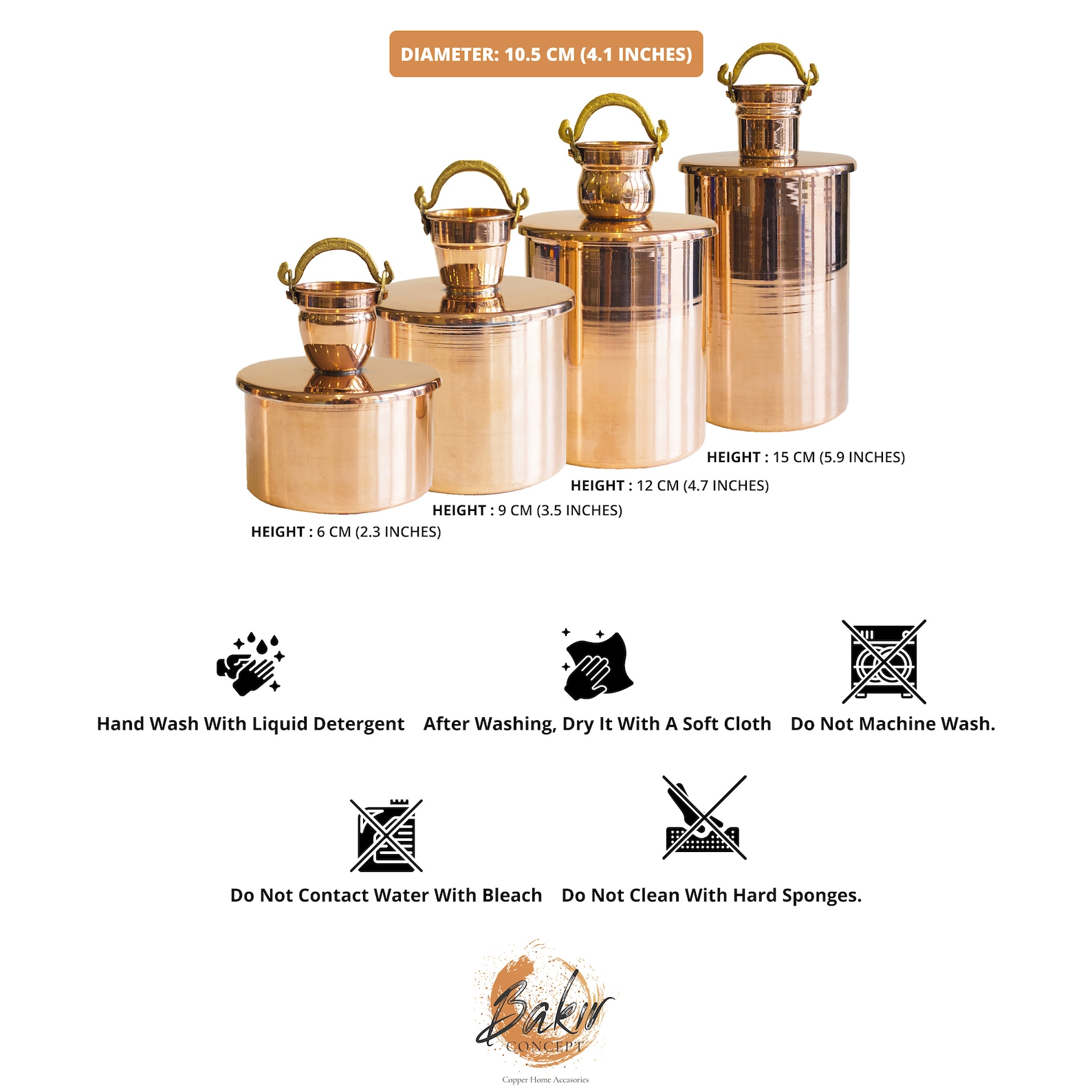 Handmade Pure Copper Canister Set of 4 Copper Jar Canister - Etsy