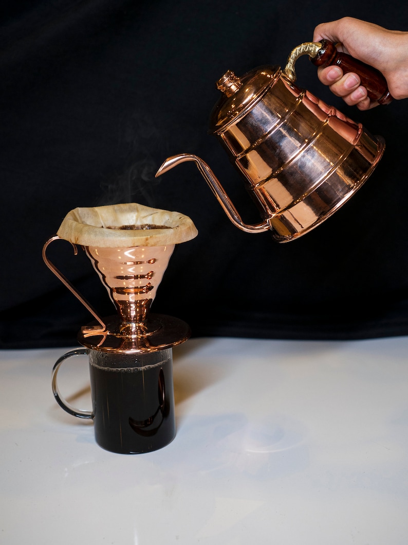 Handmade Copper V60 Pour Over Filter Coffee Set, Copper Filter Coffee ...