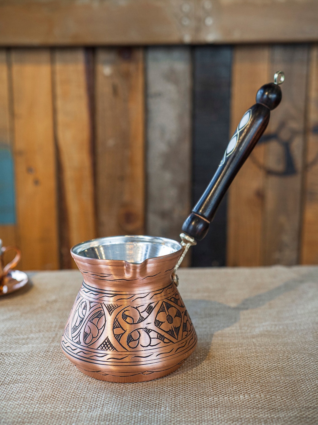 Engraved Solid Copper Coffee Pot, Handmade Copper Stovetop Coffee Pot ...