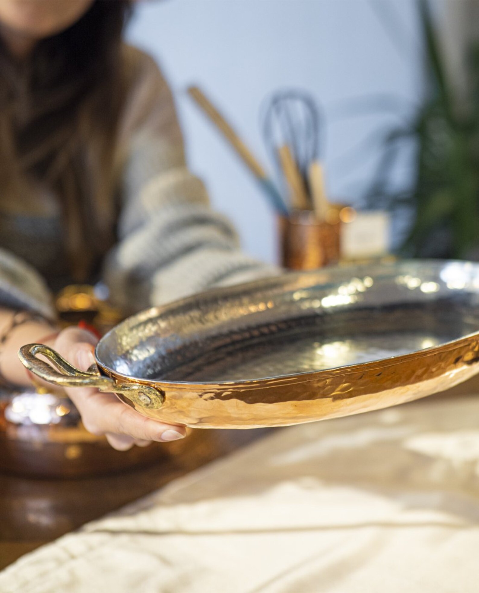 Copper Oven Pan, Handmade Copper Oven Tray With Two-handle, Pure Copper ...