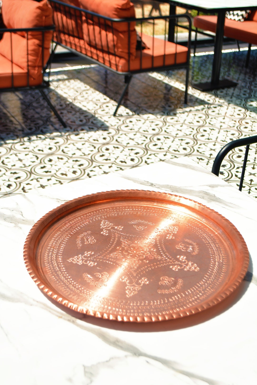 Pure Copper Serving Tray, Handmade Copper Tray, %100 Copper Handmade ...