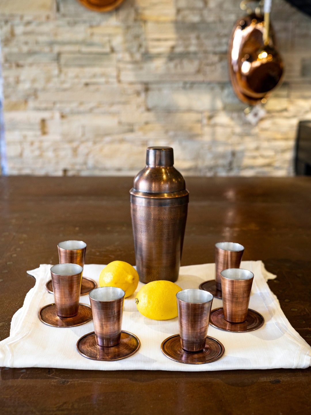 Handmade Copper Shot Glasses Set, Copper Cocktail Jigger, Double Sided ...