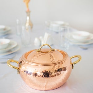 Copper Pot Set, Handmade Copper Cooking Pot Set, Copper Cookware ...