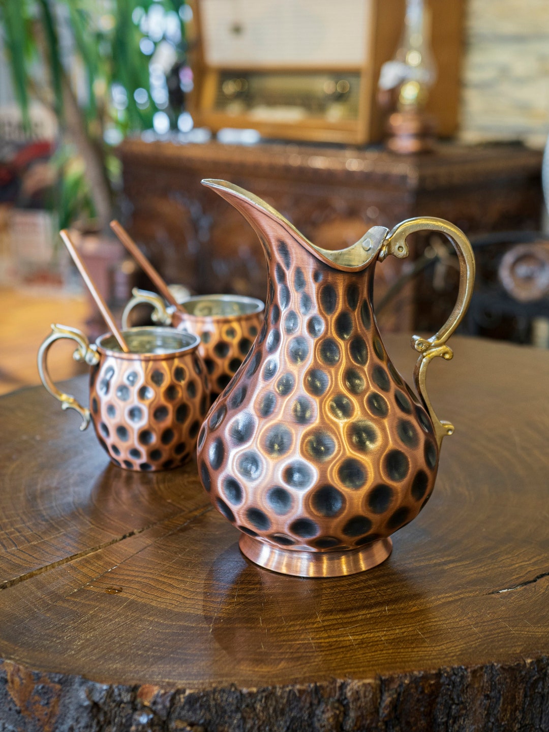 A Modern Take on Traditional Use, Handmade Solid Copper Pitcher Jug ...