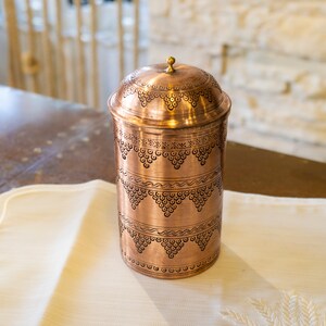 Handmade Copper Canister, Engraved Copper Jar Canister, Copper Storage ...
