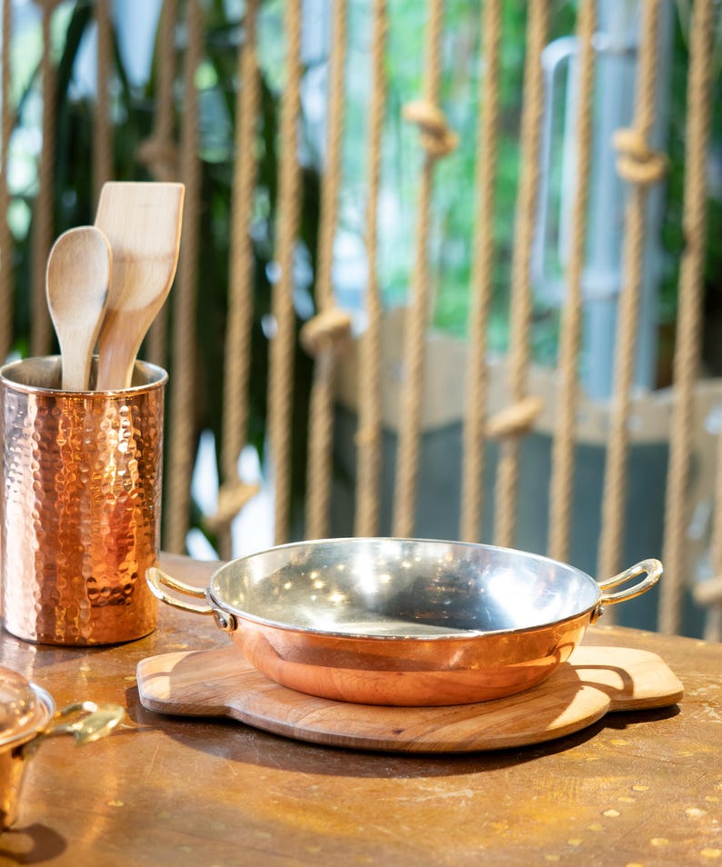 Handmade Solid Copper Pan, 4 Size Options, Copper Cooking Pan, Copper ...