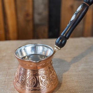 Engraved Solid Copper Coffee Pot, Handmade Copper Stovetop Coffee Pot ...
