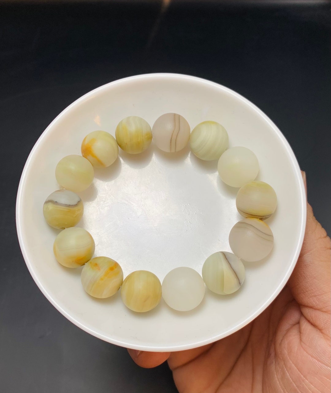 Pink Banded Calcite Bracelet-natural Crystals Beads Bracelet,handmade ...