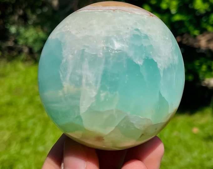 Caribbean Calcite Sphere cute Real Crystal Sphere caribbean Sphere ...