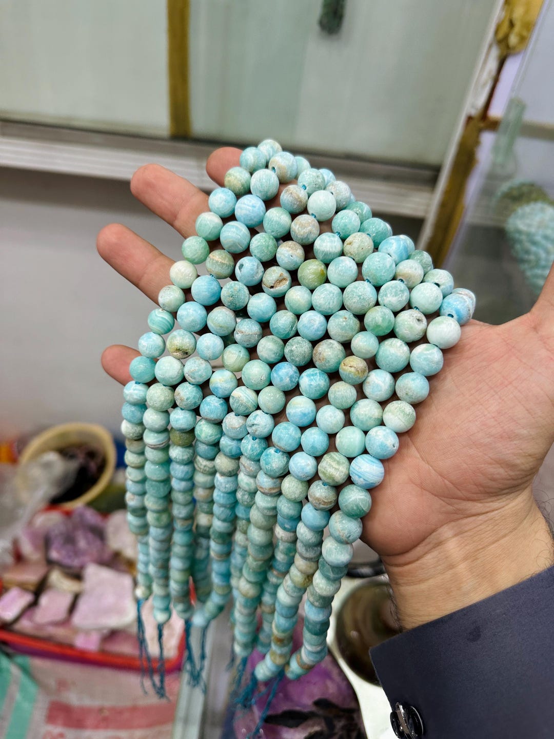 Handmade Blue Aragonite Bead Necklace – Healing Crystal Gemstone - Etsy