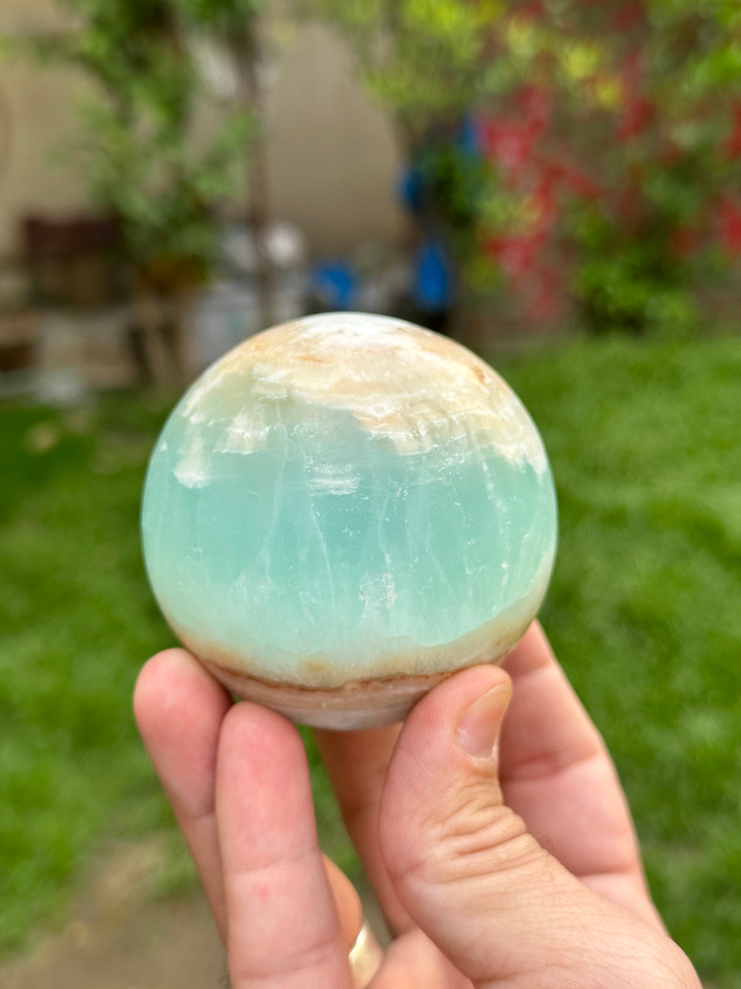 Caribbean Calcite Sphere -cute Real Crystal Sphere -caribbean Sphere ...