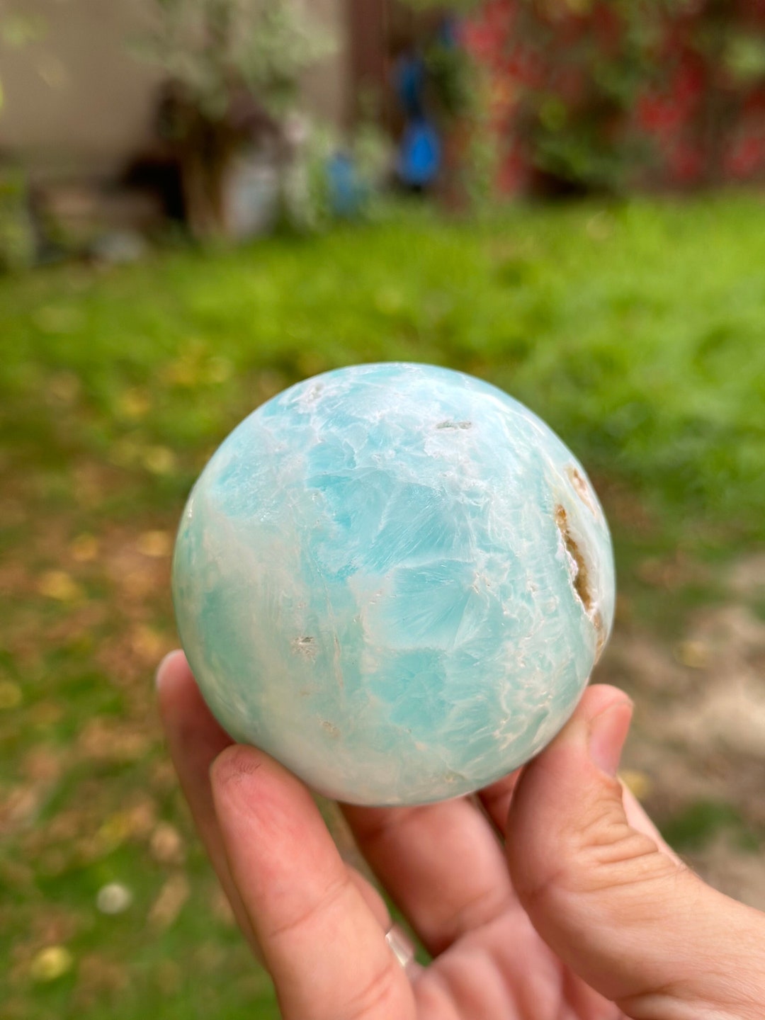 Caribbean Calcite Sphere -cute Real Crystal Sphere -caribbean Sphere ...