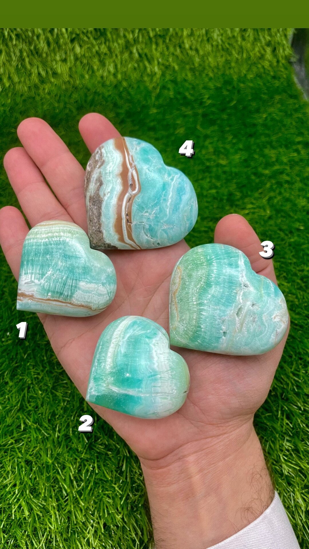 Premium quality smithsonite heart stone heart real crystal heart ...