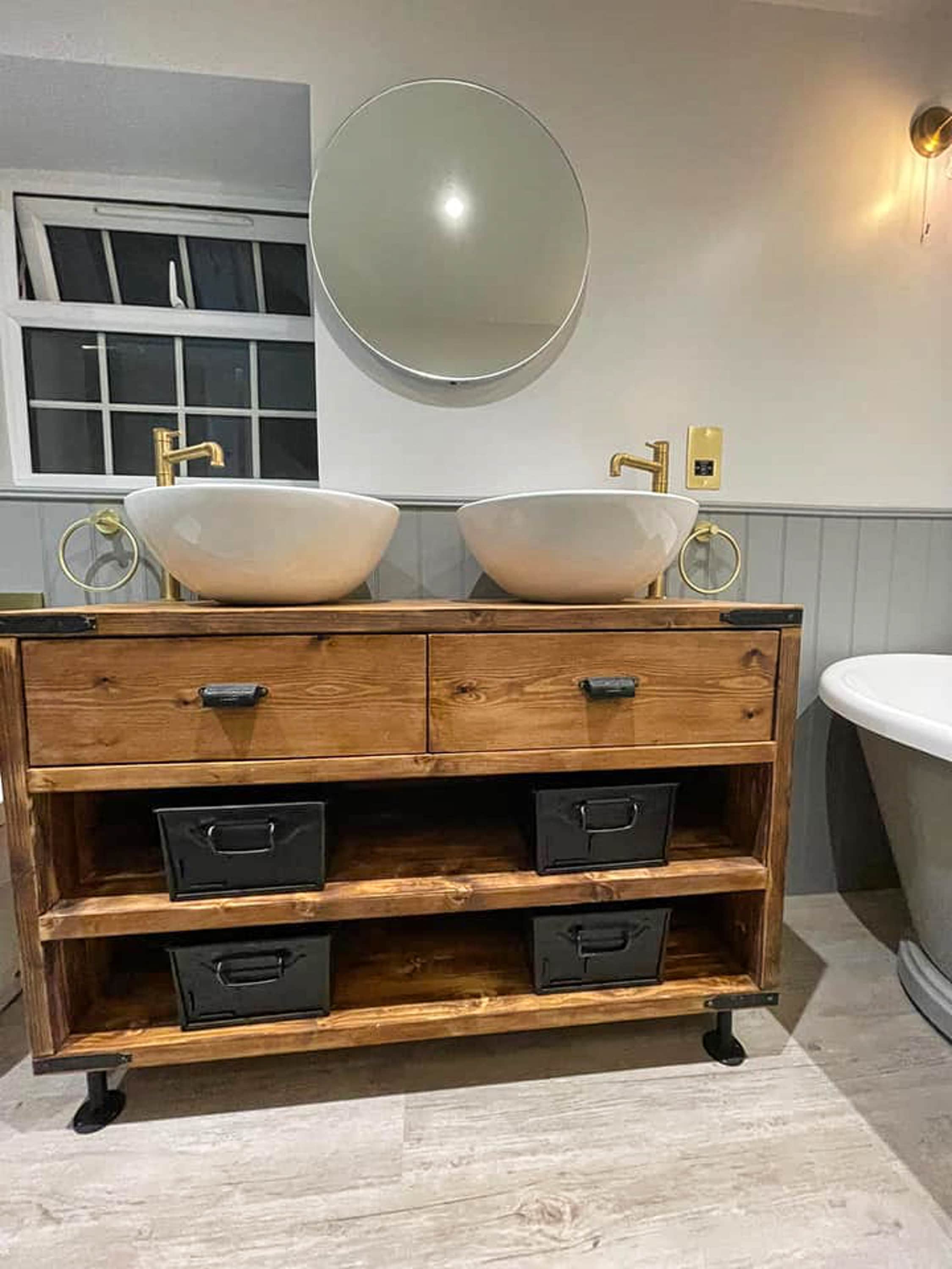 Rustic Bathroom Vanity Custom Wooden Vanity Bathroom - Etsy UK