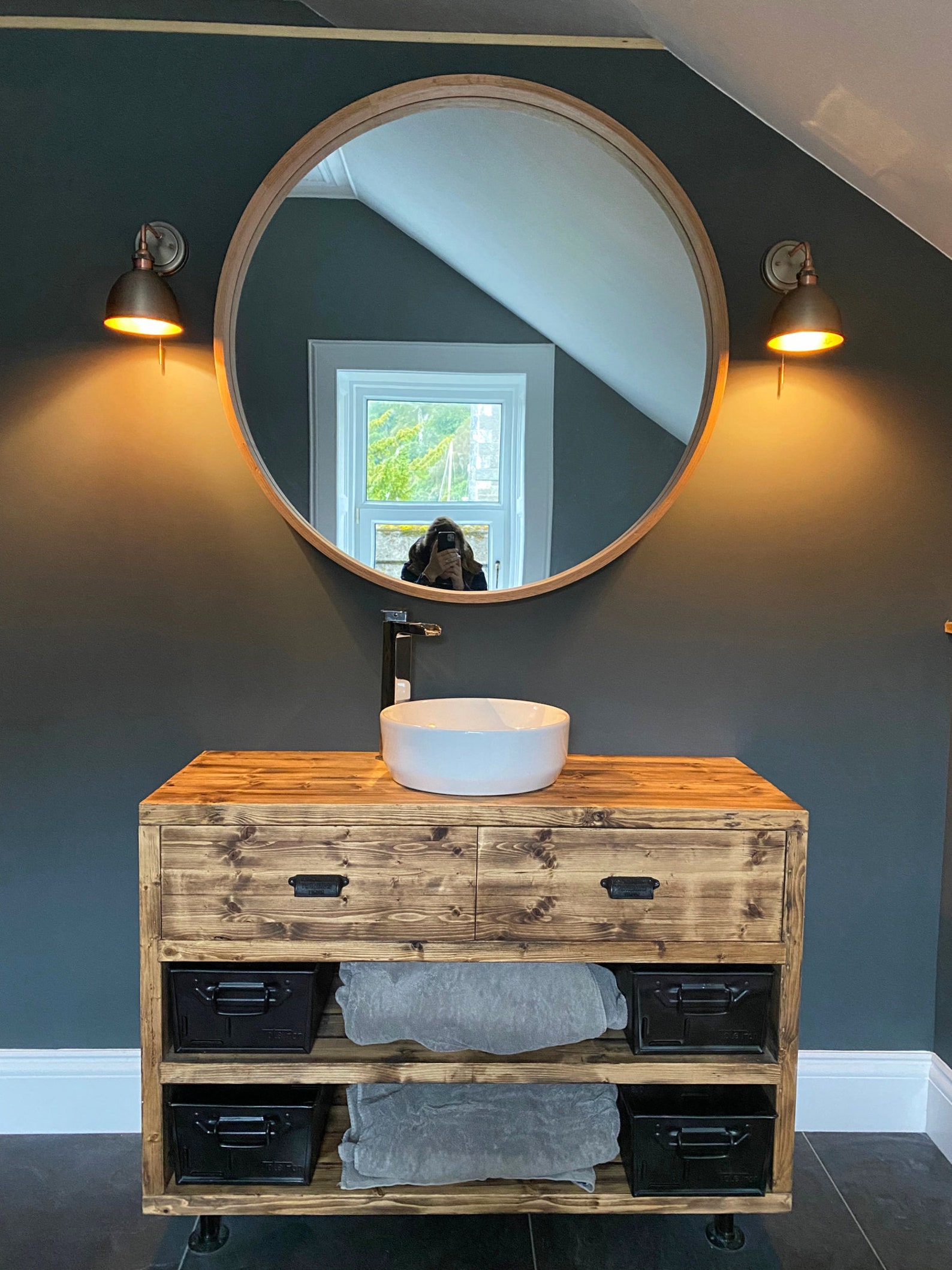 Rustic Bathroom Vanity Custom Wooden Vanity Bathroom - Etsy UK