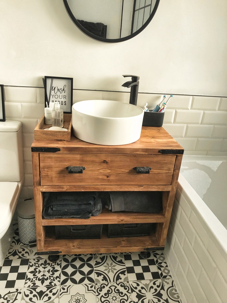 Rustic Bathroom Vanity Custom Wooden Vanity Bathroom - Etsy UK
