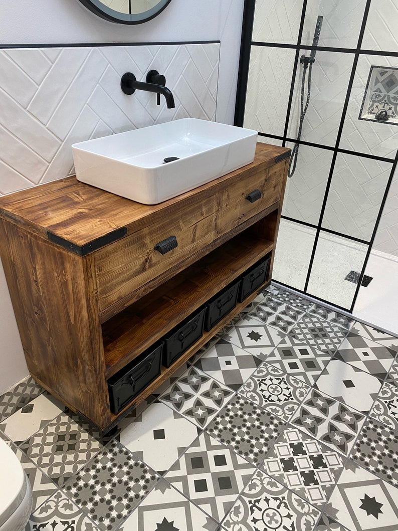 Rustic Bathroom Vanity Custom Wooden Vanity Bathroom - Etsy UK