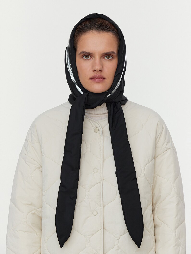 Padded Winter Headscarf With Silver and Gold Details - Etsy