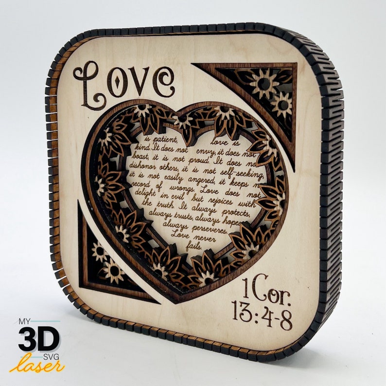 3D LOVE is PATIENT Shelf Sitter Laser SVG - Laser File - Etsy