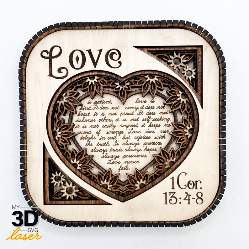 3D LOVE is PATIENT Shelf Sitter Laser SVG - Laser File - Etsy