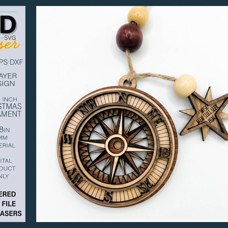 Compass Layered Ornament - Etsy
