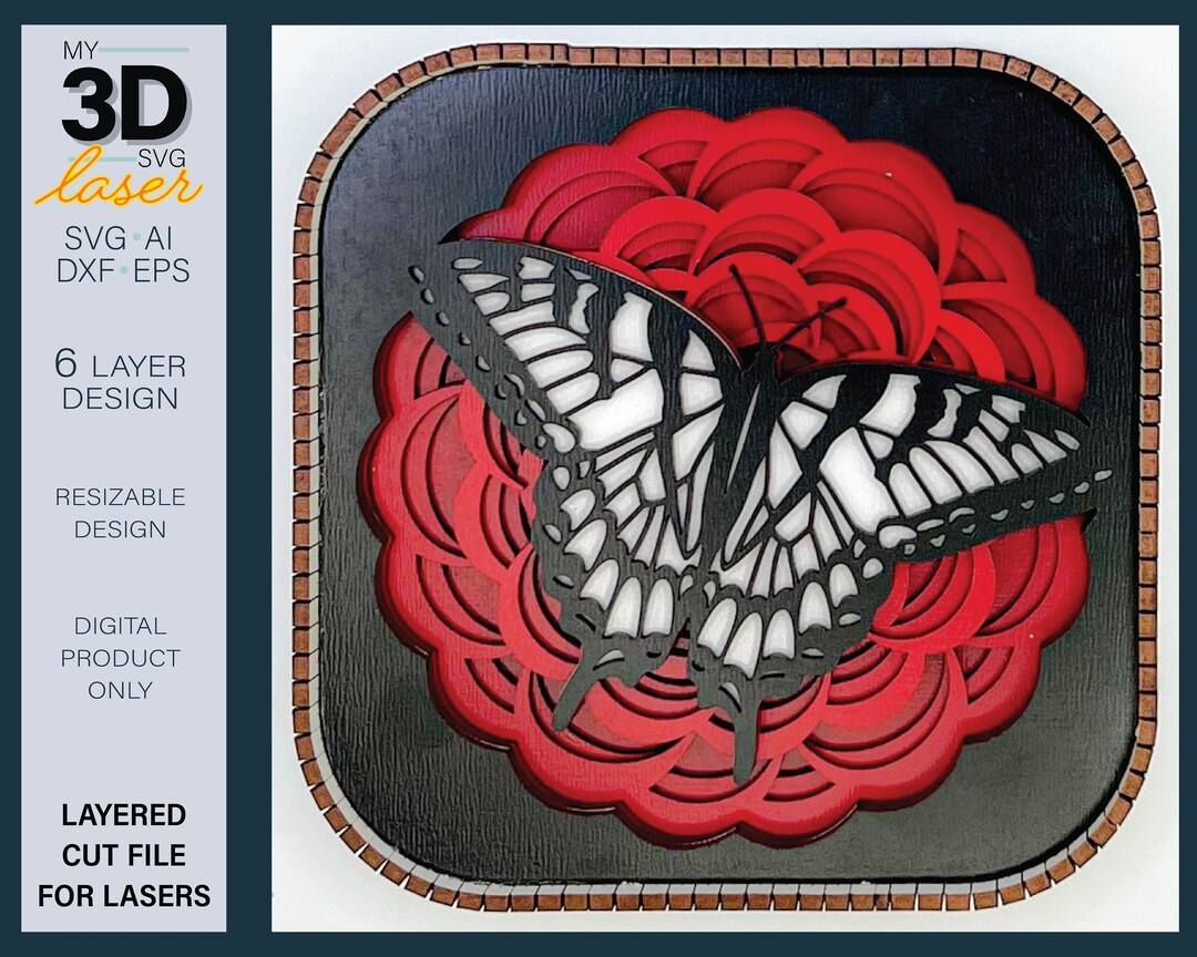 3D BUTTERFLY Shelf Sitter SVG - Laser File - for Glowforge - for Lasers ...