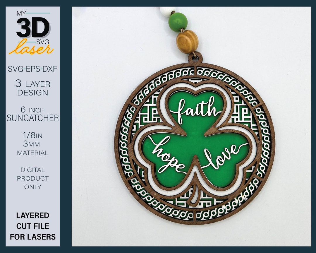 SHAMROCK SUNCATCHER LASER File -st. Patrick's Day Layered Laser File - Etsy