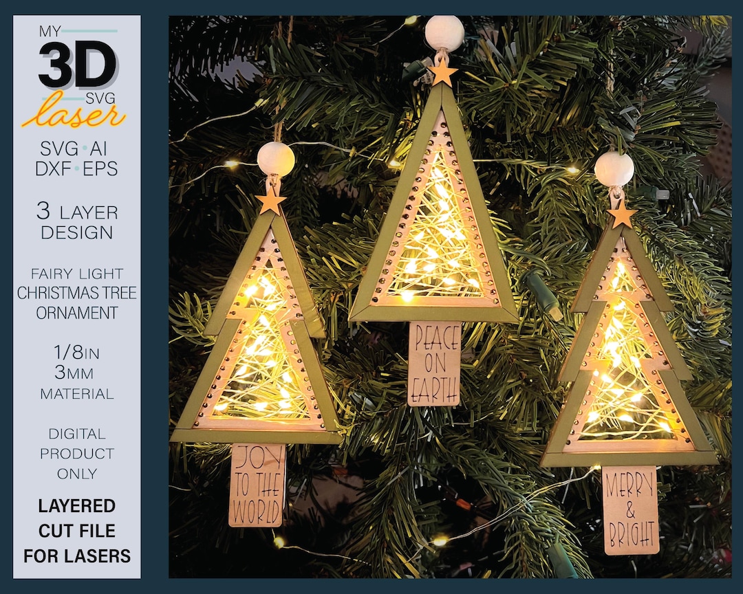 String Light TREE ONAMENTS Laser File - Layered Christmas Ornament ...