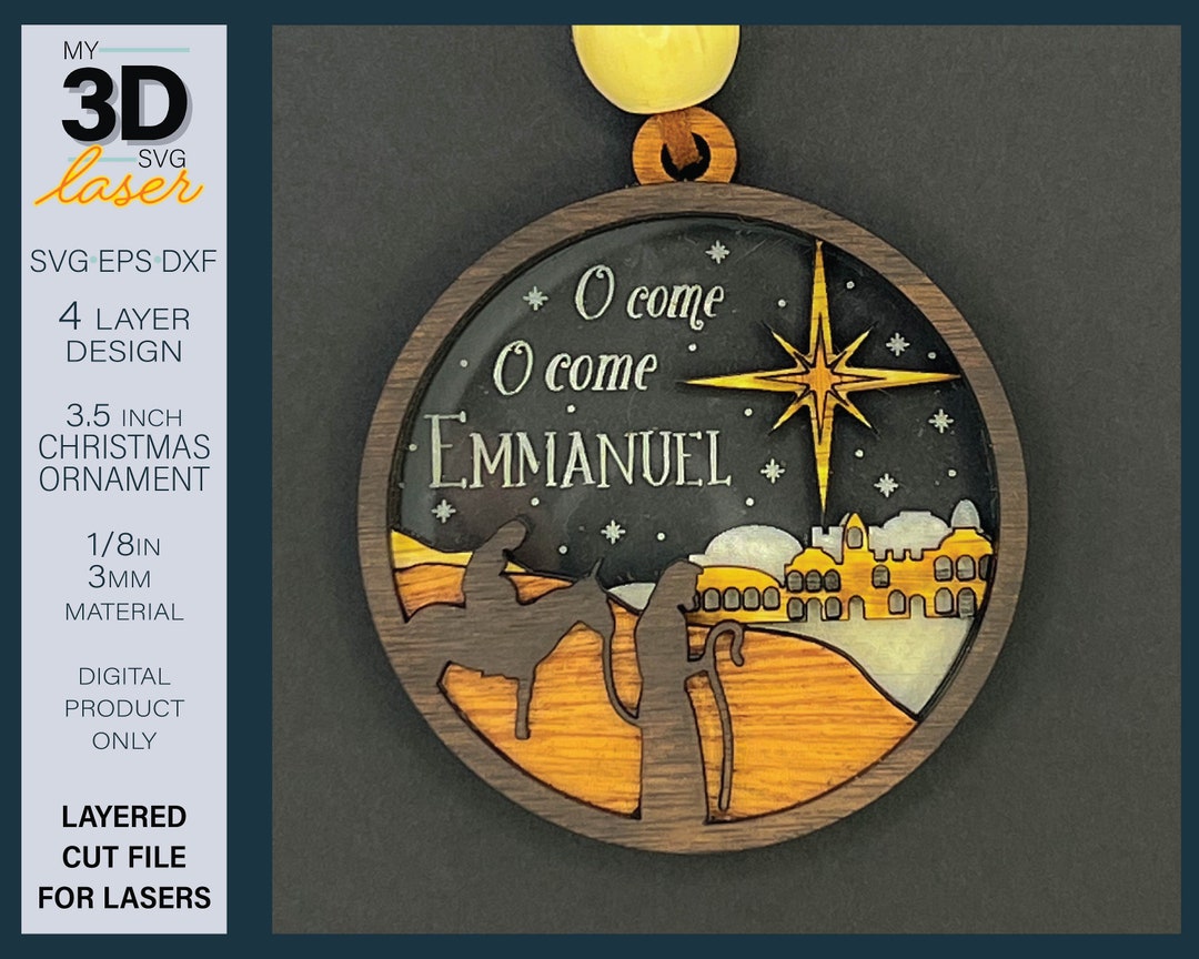 EMMANUEL ORNAMENT LASER File - Layered Christmas Ornament Laser File - Etsy